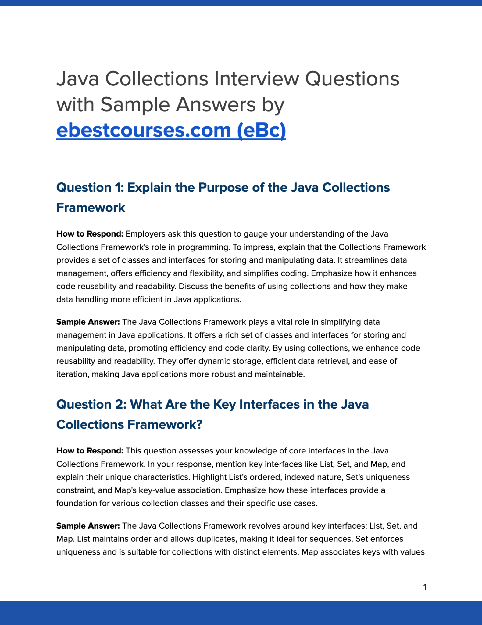 85+ Java Collections Interview Questions with Sample Answers & How to Respond Guide, PDF ...